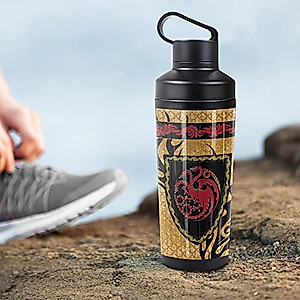 House of The Dragon OFFICIAL Scale Emblem 18 oz Insulated Water Bottle, Leak Resistant, Vacuum Insulated Stainless Steel with 2-in-1 Loop Cap