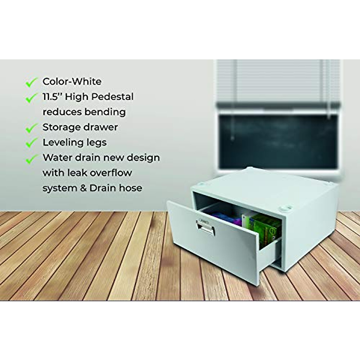 Equator Ver 2 Pro 24" Combo Washer Dryer Vented/Ventless 1200 RPM+Pedestal White