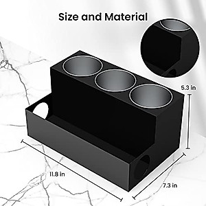 Hair Tool Organizer - Space Saving Hair Accessories Organizer for Hot Tools, Curling Iron, Straightener, Product and Makeup - Hair Dryer Holder with Heat Resistant Stainless Steel Cups - Black,ORBL