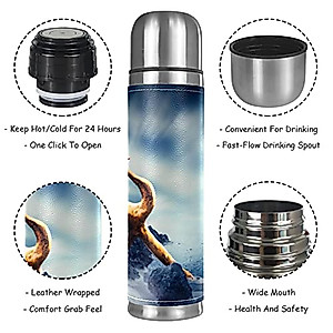 Nautical Trident Ocean Vacuum Insulated Water Bottle Stainless Steel Thermos Flask Travel Mug Coffee Cup Double Walled 17 OZ