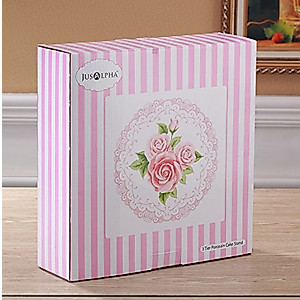 Cupcake Stand- Jusalpha 3-Tier White Porcelain Cake Stand Dessert Stand-Cupcake Stand-Tea Party Serving Platter, Comes in a Gift Box- Free Sugar Tong