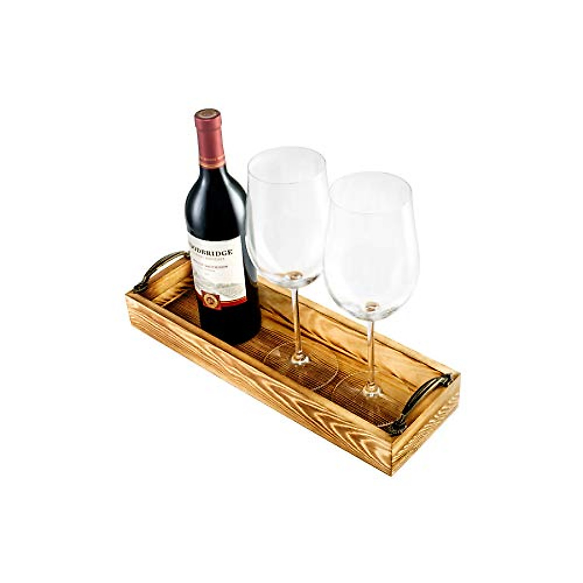 Strova Rectangular Wood Serving Tray with Handles – 16 Inch Long Narrow Tray for Serving Wine, Appetizers, Coffee, Condiments, Fruits, and More