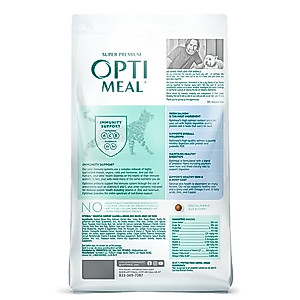OPtimeal Skin & Sensitive Stomach Cat Food - Proudly Ukrainian - Healthy Cat Food Dry Recipe for Skin & Digestive Support, Tasty Dry Cat Food for Pets (3.3 lbs, Salmon & Brown Rice)