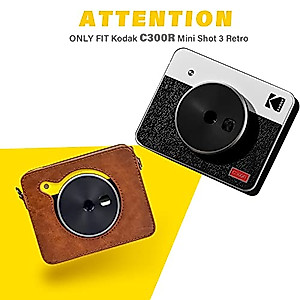 Rieibi Mini Shot 3 Retro Case, PU Leather Protective Case for Kodak Mini Shot 3 Retro C300R 2-in-1 Camera/Portable Instant Printer with Shoulder Strap