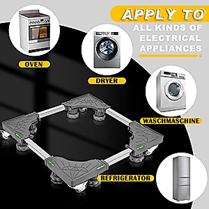 Grandekor Refrigerator Stand Washer Dryer Stand Moving Dolly Rollers with 8 Strong Adjustable Feet and 4 Double Wheels for Fridge Washing Machine Pedestal