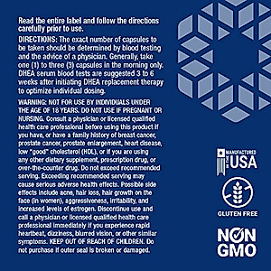 Life Extension DHEA - For Hormone Balance, Immune Support, Anti-Aging, Cardio, Circulatory & Bone and Sexual Health - Dehydroepiandrosterone For Memory Support - Non-GMO - 60 Capsules