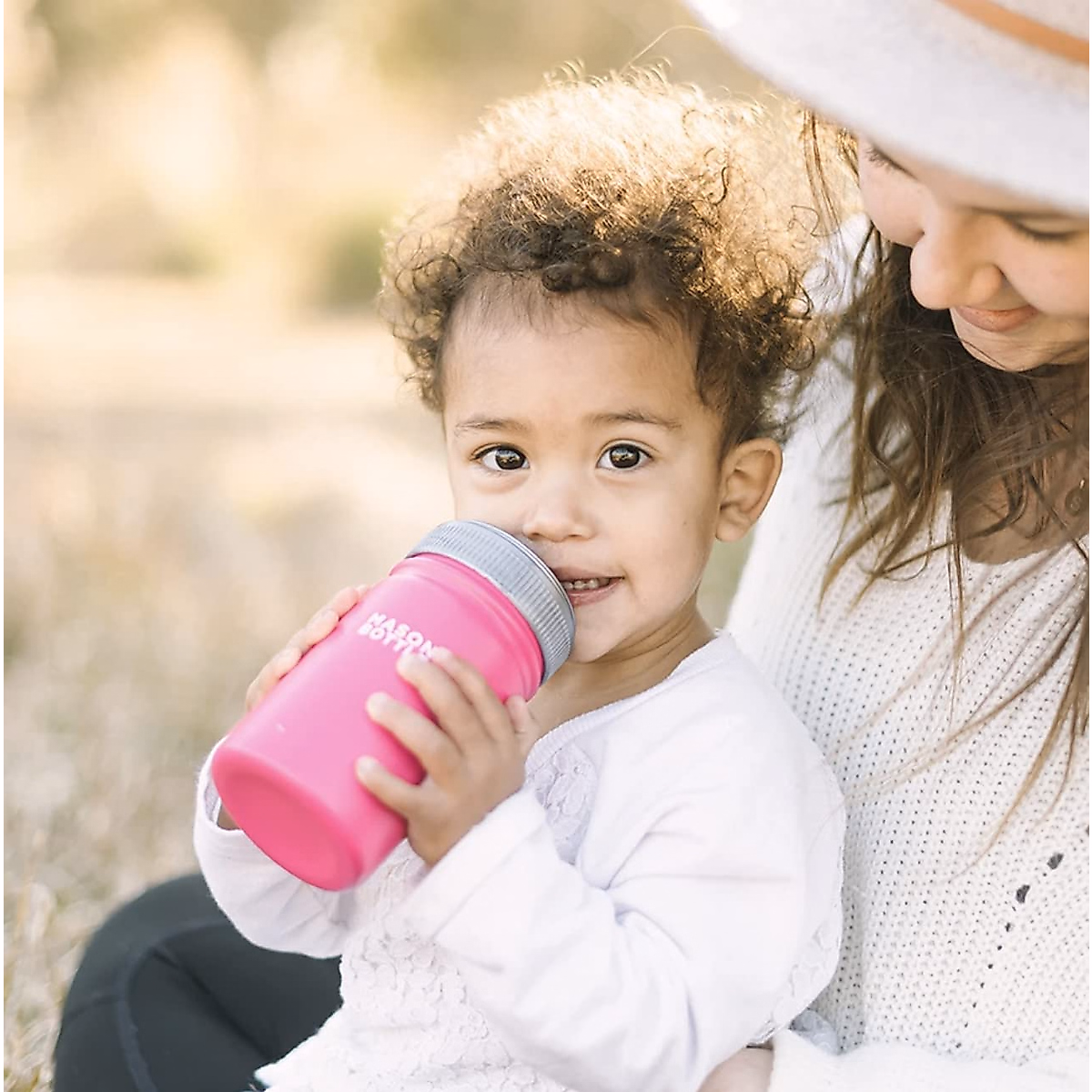 Mason Bottle - Stainless Steel 12oz Mason Jar, Single-Wall (Pink)