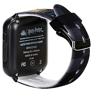 Accutime Harry Potter Educational Learning Touchscreen Kids Smartwatch - Black Strap, Toy - Girls, Boys, Toddlers - Selfie Cam, Games, Alarm, Calculator, Pedometer (Model: HP4107AZ)