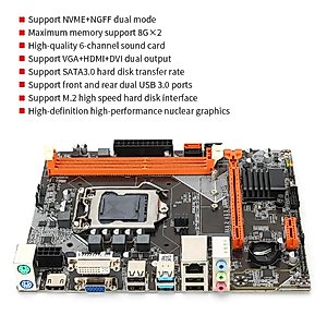 Hopcd Desktop Computer M-ATX Motherboard, DDR3 LGA1155 CPU for Intel B75 Mainboard, RTL8111H Gigabit Network Card, M.2 NVME+NGFF Dual-Mode, SATA3.0/USB3.0/6-Channel Audio Chip