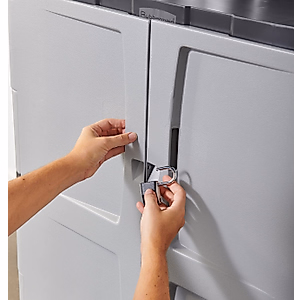 Rubbermaid Freestanding Storage Cabinet with Doors, 18"D x 36"W x 37"H, Medium, Gray/Black, Two-Shelf Lockable Cabinet for Indoor/Outdoor/Garage Storage for Garden Tools/Lawn Care Accessories