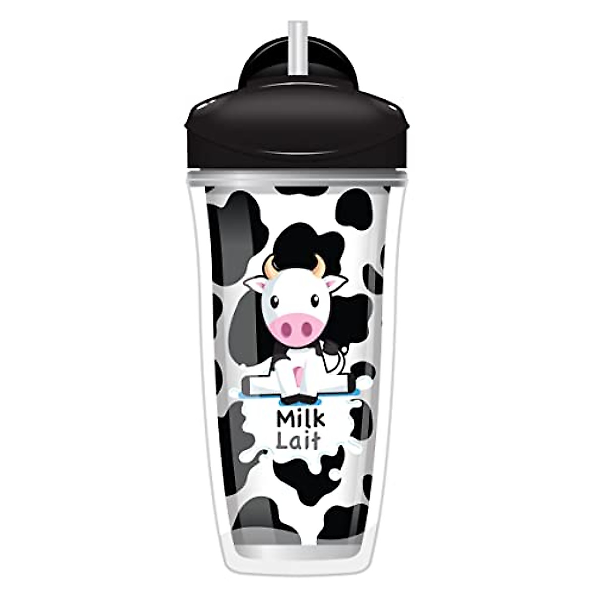 Playtex Sipsters Stage 3 Milk and Water Spill-Proof, Leak-Proof, Break-Proof Insulated Toddler Straw Sippy Cup Set, 9 Ounce - 2 Count