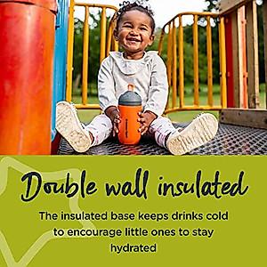Tommee Tippee Insulated Spill-Proof Straw Cup, 12 months+, 9oz, Toddler Training Sippy Cup, Sporty Carry Handle, Bite Resistant Spout, Pack of 2, Blue and Orange
