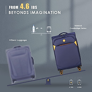 Verage Cambridge Lightweight 3 Piece Luggage Sets Softside Expandable Suitcase with Spinner Wheel,Navy,3-Piece Set(20/24/29)