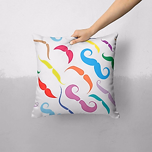 iiRov Bold Colorful Mustache Pattern - Custom Decorative Home Decor Indoor or Outdoor Throw Pillow Cover for Sofa, Bed or Couch Cushion (Pillow CASE Cover ONLY)