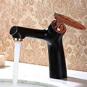 GTORCZDF Kitchen Taps Kitchen Tap Kitchen Tap 1 Set New Black Cooper Vintage Brass Single Handle Bathroom Basin Faucet Cold and Hot Water Mixer Bath Tap