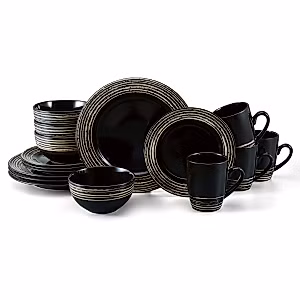 Pfaltzgraff Bryson 16 Piece Dinnerware Set, Service for 4, Black