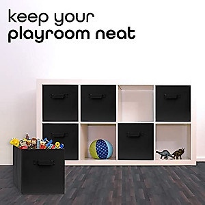 Pomatree 12x12x12 Inch Storage Cubes - 6 Pack - Fabric Cube Storage Bins | Dual Handles, Foldable | Home, Kids Room, Closet and Storage Basket Bin Organizers (Black)