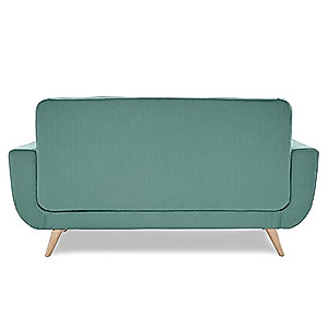Lexicon Mckinley Tufted Fabric Loveseat with 2 Pillows, 67.5" W, Teal
