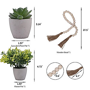 Houmury Set of 9 Farmhouse Tiered Tray with Tier Tray Decor 1 Artificial Succulent Plant & 1 Artificial Plant for Rustic Home Sweet Home Kitchen Decor Tier Tray Decor Set (Set of 9-with Tiered Tray)