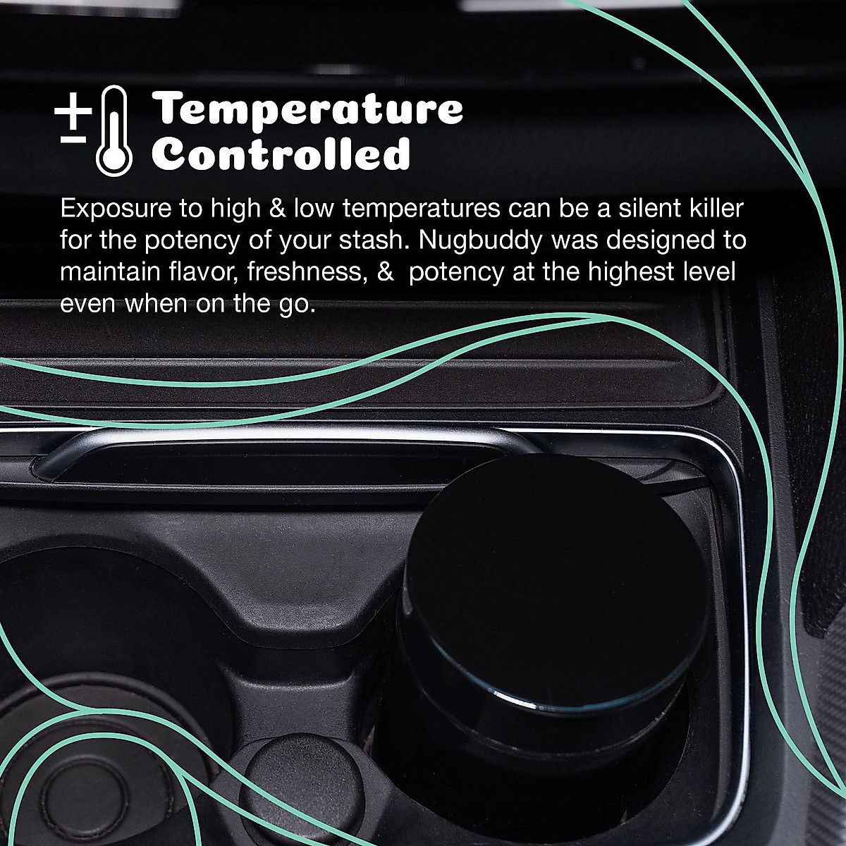 nugbuddy Mini Airtight Storage Container - Vacuum Sealed Insulated w Nested Glass Jar - UV Protection, Temperature Controlled Stainless - Whiteboard Finish w Marker Included - 100 ml (1/4 Oz)