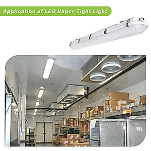 hykolity 4 Pack 4FT LED Vapor Tight Light, 40/50/60W Vapor Light Fixture, [2-lamp F32T8 Equiv.] 4000K/5000K/6000K CCT Selectable, 130lm/W, Waterproof Shop Light for Parking Carport Car Wash