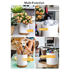 Nucookery 360° Rotating Utensil Holder, 7.2" Large Utensil Crock, White Ceramic Cooking Utensil Organizer with Countertop-Protection Cork Bottom for Farmhouse Kitchen Decor Gift (White)