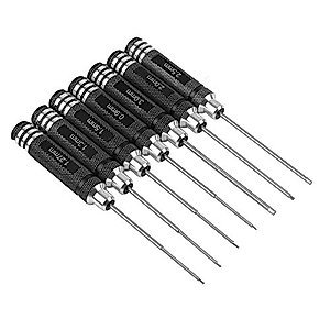 VOKOLA Drone Tool Kit -7Pcs RC Hex Driver Set – Steel 0.9mm Allen Wrench 1.27mm 1.3mm 1.5mm 2.0mm 2.5mm 3.0mm Aluminum Handle Steel Hexagon Screwdriver for traxxas RC Car Truck FPV Helicopter