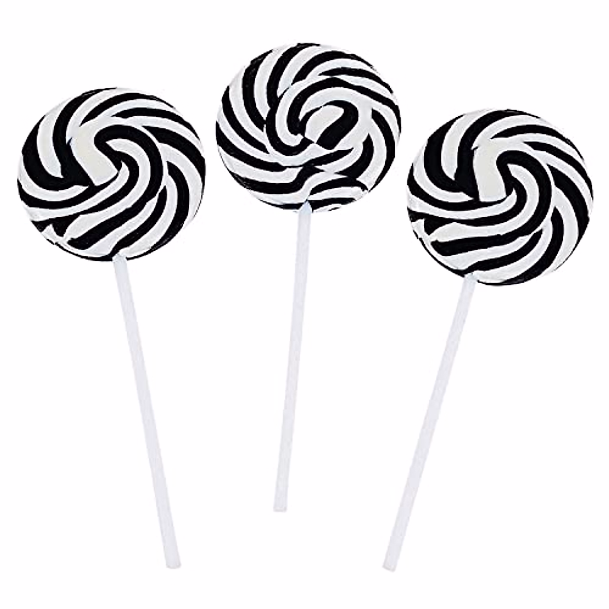 Black Swirl Lollipops - 24 Candy Suckers Individually Wrapped Bulk - 2 Inch Pops - Great for Birthday Party Favor Candy - Candy Buffet - Wedding - Graduation - Baby Shower - Halloween - Goodies for Kids and Adults