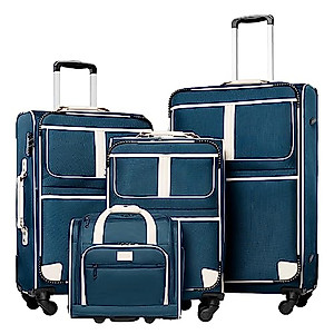Coolife Luggage 4 Piece Set Suitcase Expandable TSA lock spinner softshell