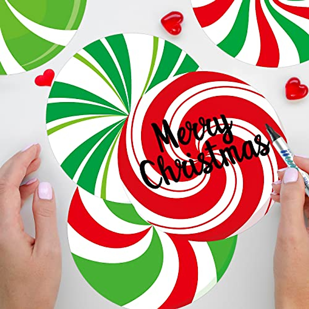 45 Pcs Double-Sided Peppermint Cutouts Colorful Candies Cut-Outs Bulletin Board Classroom Christmas Party Decorations