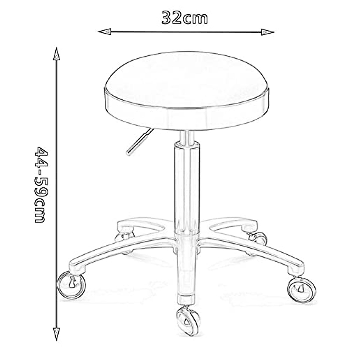 LWBLJX Rolling Bar Stool Beauty Salon Counter Makeup Medical Chair with Swivel Wheels, PU Leather Seat & Stainless Steel Frame, Adjustable 44-59 cm(Color:Blue)
