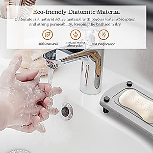 Zrfmib Sink Caddy, Instant Dry Sink Organizer, Natural Diatomite Material, Stainless Steel Feet with Rubber Bottom, Modern Home Design, Suitable for Bathroom and Kitchen, Gray