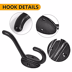 rumdraw Black Cast Iron Rustic Wall Hooks, Wall Hooks, Wall Hooks for Hanging Hats, Coats,Wall Hooks Heavy Duty