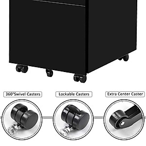 ModernLuxe 3 Drawer Metal Mobile File Cabinet with Lock Metal Filing Cabinet for Legal/Letter/A4/F4 Size Fully Assembled Home Office File Cabinet(Except Casters)