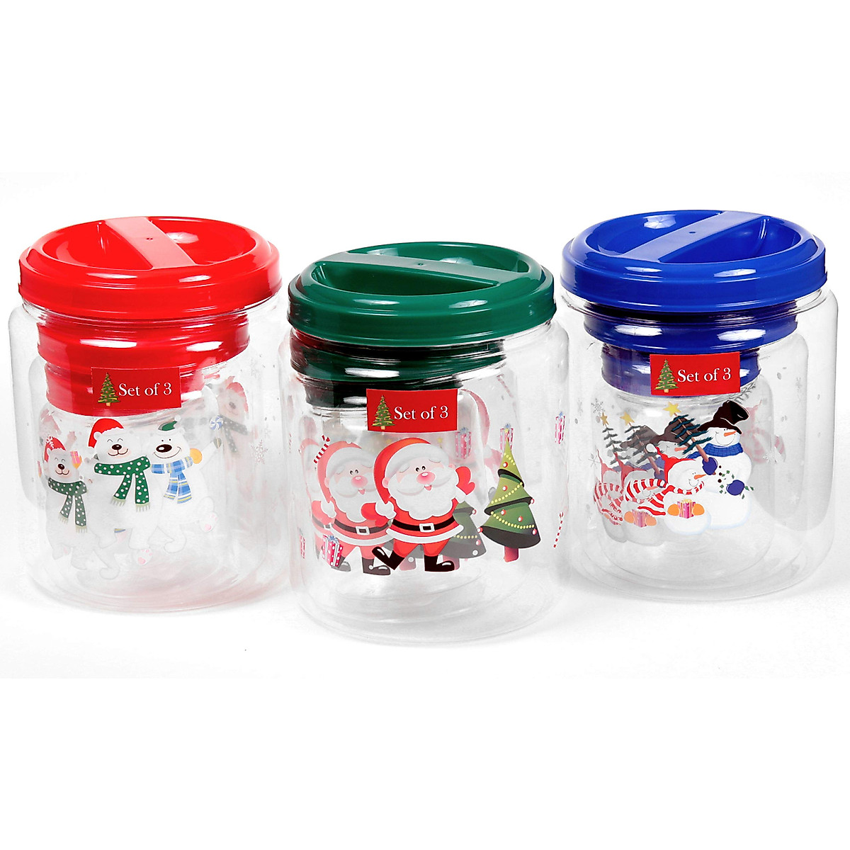Chef Craft Select Holiday Christmas Jar, 3 piece set, Design May Vary