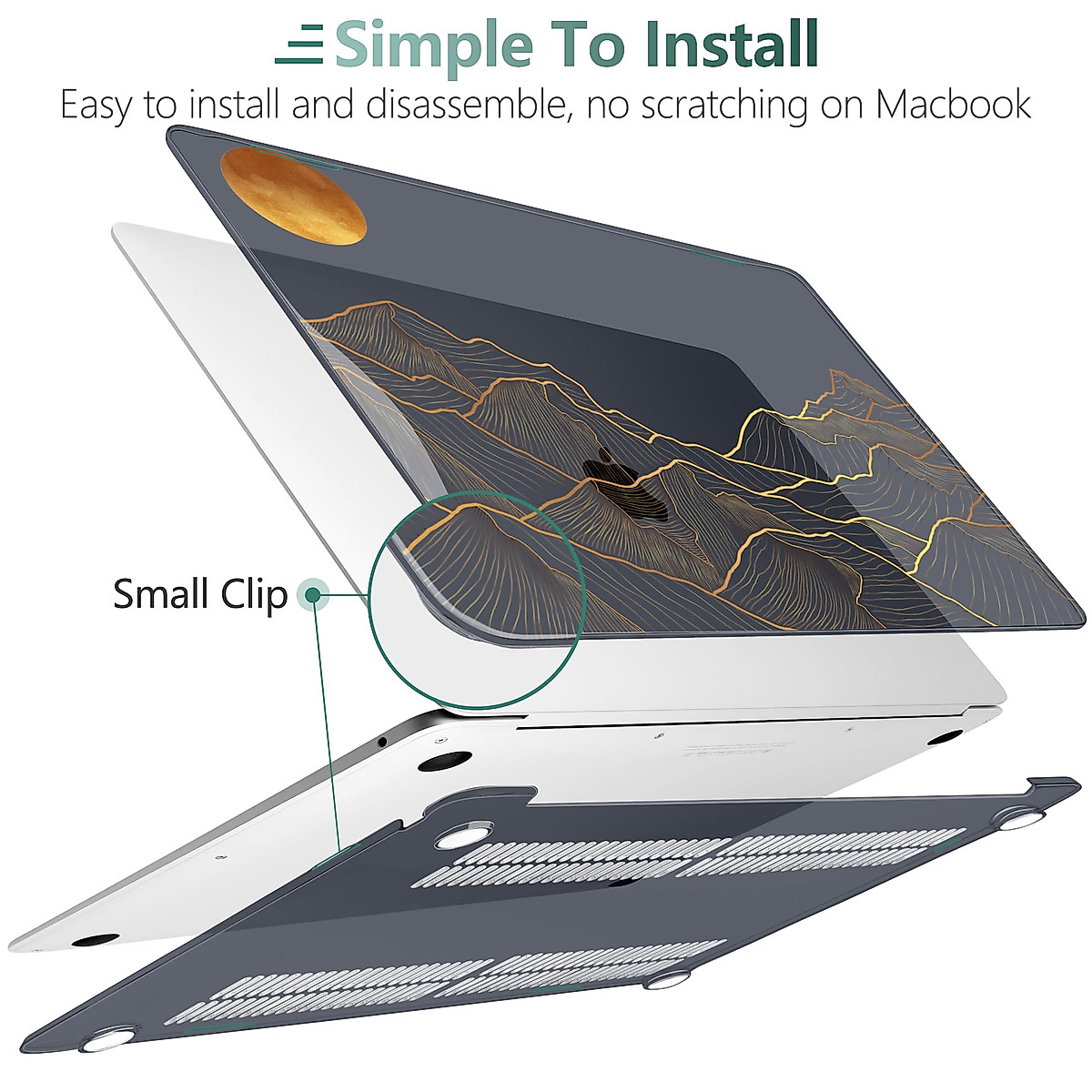 DONGKE Compatible with MacBook Air 13 inch Case 2021 2020 2019 2018 Release A2337 M1 A2179 A1932 with Retina Display Touch ID, Plastic Hard Shell & Keyboard Cover - Abstract Mountain