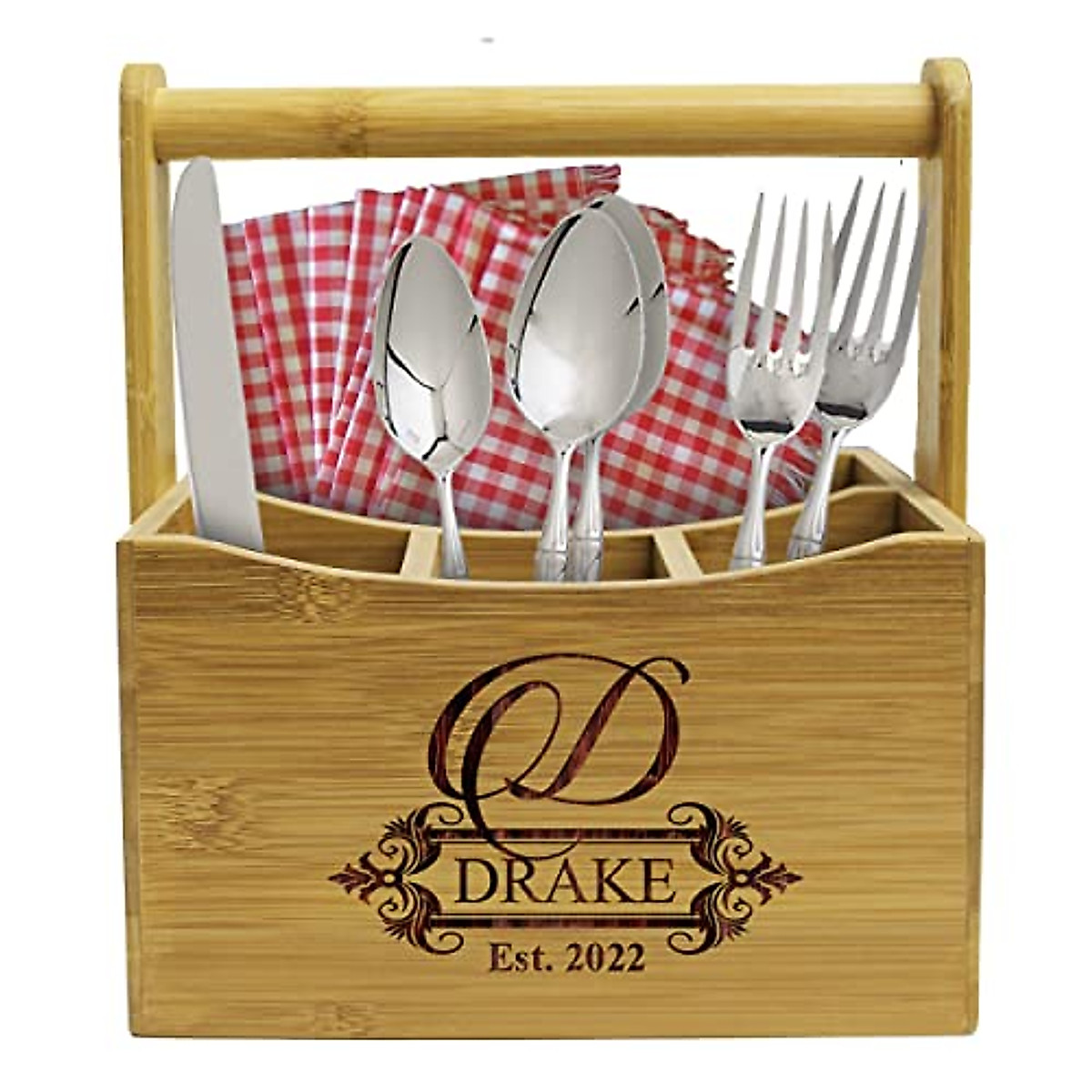 Personalized Kitchen Utensil Holder Picnic Caddy - Custom Monogrammed