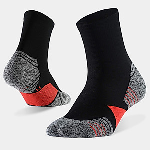 WANDER Men's Athletic Ankle Socks 6 Pairs Running Socks for Sport Low Cut Cycling Socks 6-9/10-12/12-14 (Black Red, Shoe Size: 10-12)