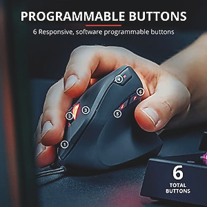 Trust Gaming GXT 144 Rexx Vertical Ergonomic Gaming Mouse, 250-10,000 DPI, 6 Buttons, Black