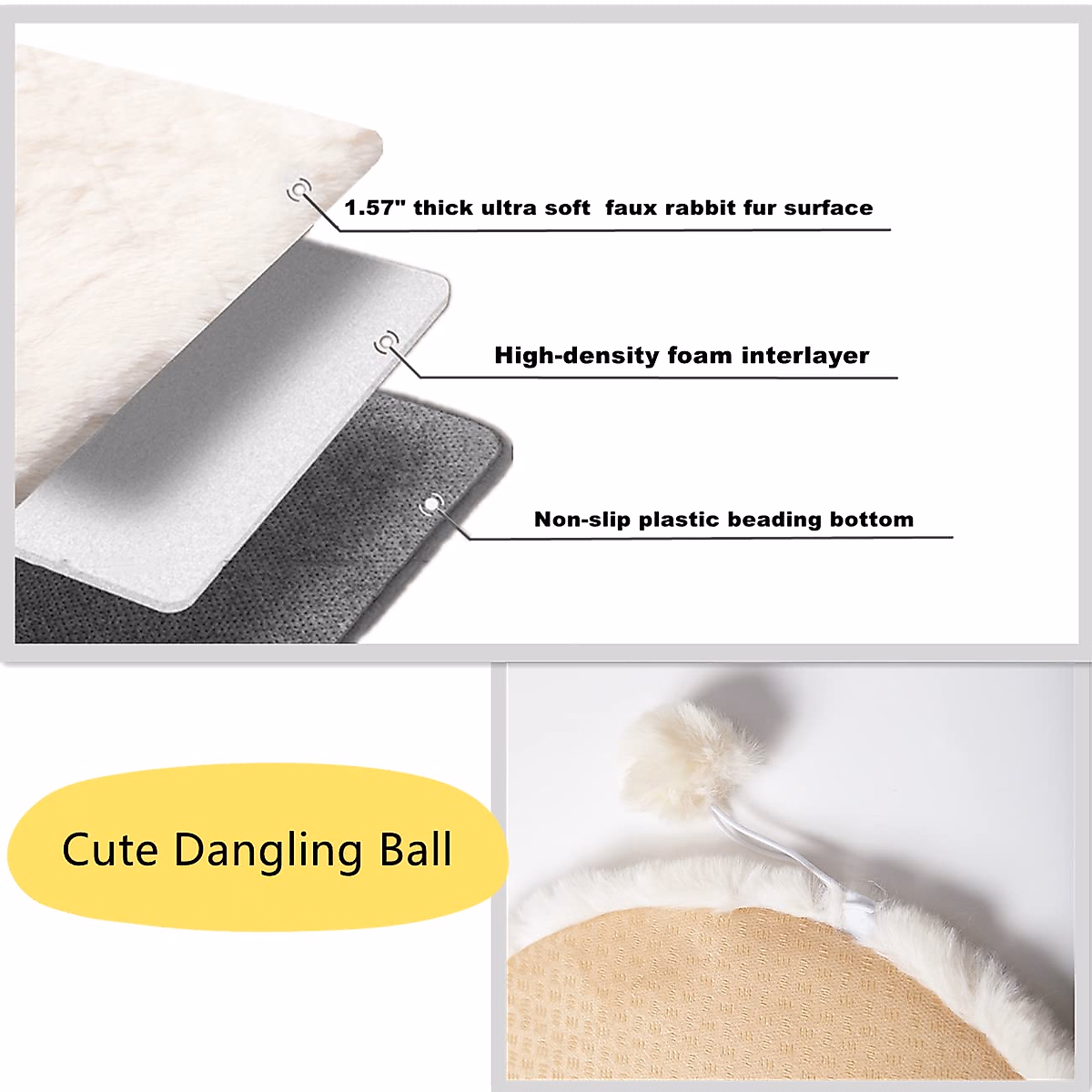 SHENGOCASE 2-Pack 10.6"x10.6" Square Faux Rabbit Fur Cat Dog Bed Cushion Pad Mat, Cat Tree Tower Replacement Cushion Pad for Window Perch Carrier House Cage Crate Kennel Furniture