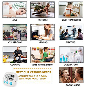 14 Pack Digital Kitchen Timer for Cooking Big Digits Loud Alarm Magnetic Backing Stand Cooking Timers for Baking