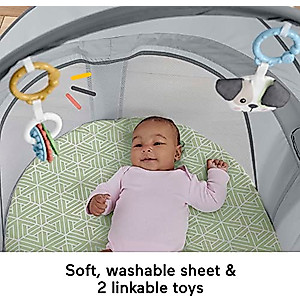 Fisher-Price Portable Bassinet And Play Space On-The-Go Baby Dome With 2 Toys And Canopy, Puppy Perfection