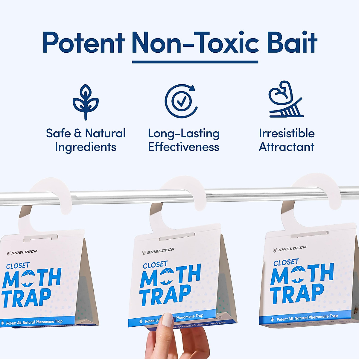 Shieldeck Moth Traps for Clothes with Pheromones (8-Pack) - Clothing Moth Traps for House - Closet Moth Trap & Moth Killer - How to Get Rid of Moths in House - Indoor Cloth Moth Catchers