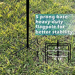 LCCBRO Garden Flag Stand Holder Heavy Duty with 5 Prong Base for Outside Double Flag, More Stable Yard Flag Stand Weather Proof, for Flags up to 13" Wide (Flag Stand Only)