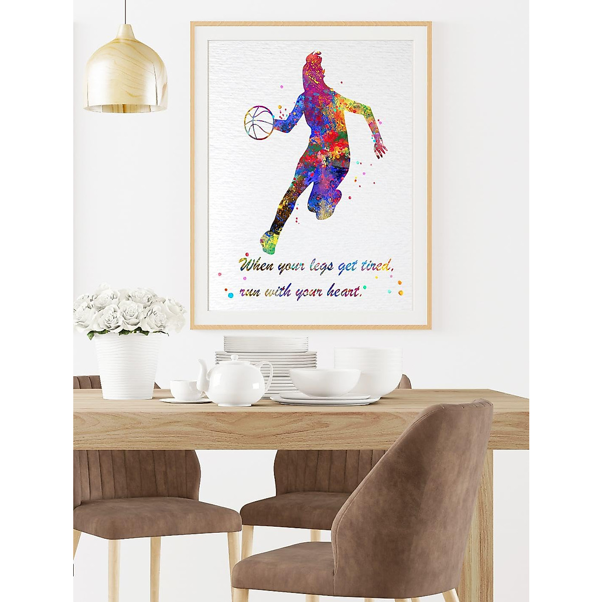 Dignovel Studios 8X10 Unframed Basketball Girl When Your Legs Get Tired Motivational Watercolor Art Print Poster Housewarming Wall Giclee Office Home Decor DN521