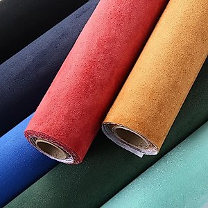 NASTASSA Microfiber Suede Fabric Self Adhesive Car Wrapping Film Imitation Leather Decorative Trims for Headliner Car Seat Center Console (Black), AF0855