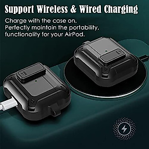 doeboe for AirPods 3rd Generation Case, Cover for AirPod 3 Generation Charging Case, Lock Lid Cover with Sturdy Keychain Supports Wireless Charging for Man Woman [LED Visible] (Black)