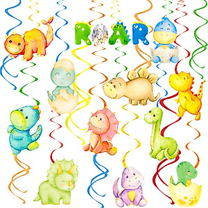 Baby Dinosaur Hanging Swirls Dinosaur Baby Shower Decorations Dinosaur Party Hanging Foil Whirls Ceiling Streamers Decoration for Dino Theme Birthday Party Roar Rawr It's A Boy Party Supplies