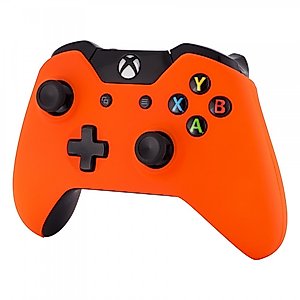 eXtremeRate Custom Design Unique Top Shell Case Front Housing Replacement Faceplate Kits for Xbox One Remote Controller Cover (Soft Touch Orange)