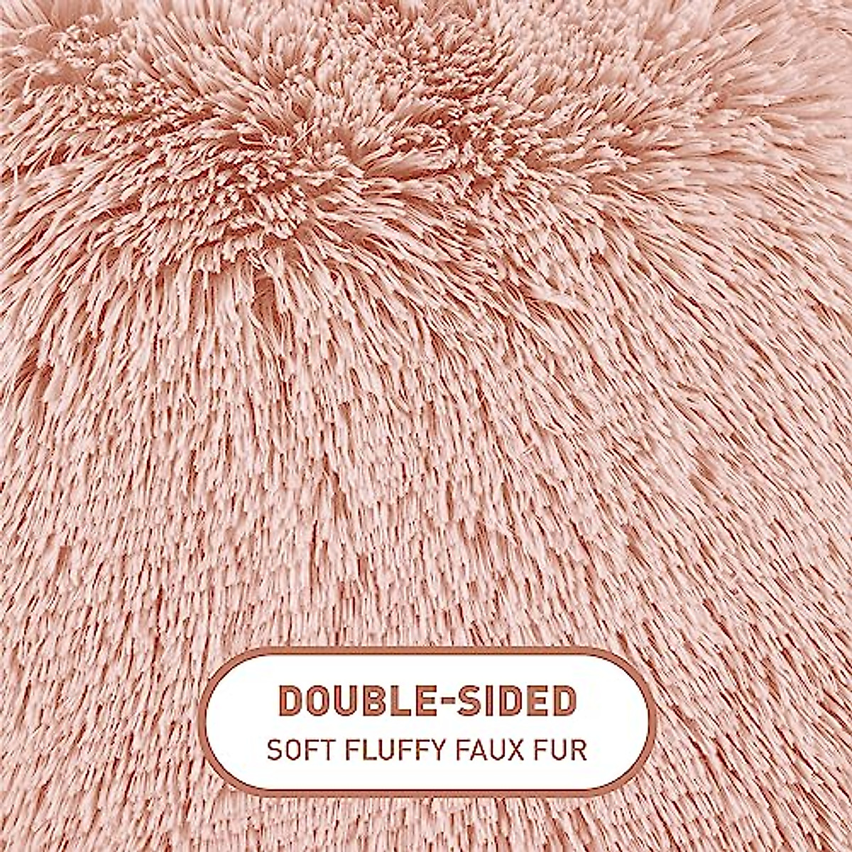 Hyde Lane Luxury Blush Faux Fur Throw Pillow Covers | Soft Fluffy Fuzzy Cushion Cover | Pink Pillows Case for Couch Sofa Bed Aesthetic Room Decor, 18”x18”, 2 Pack